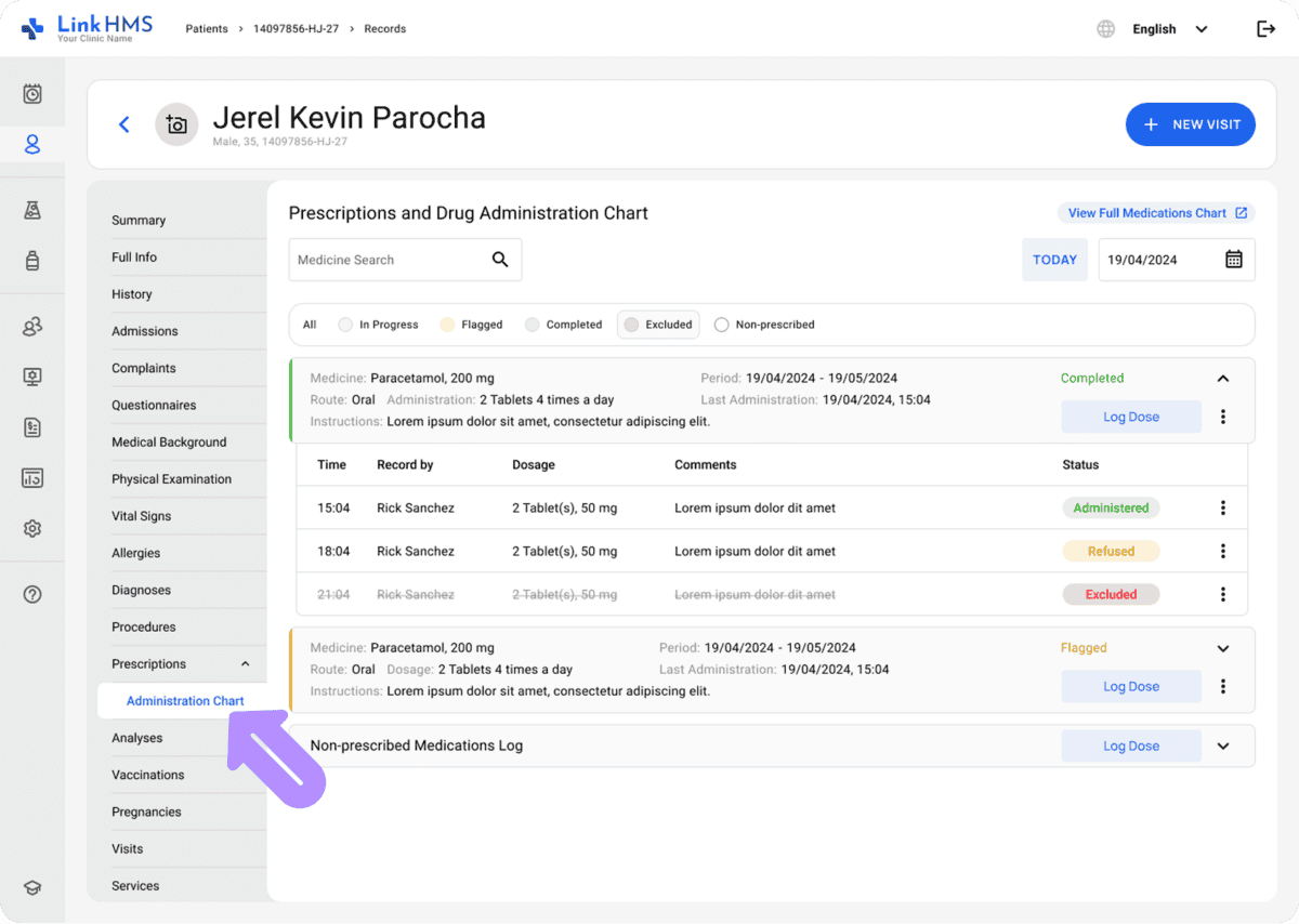 How to use the drug administration chart in LinkHMS? - linkhms.com