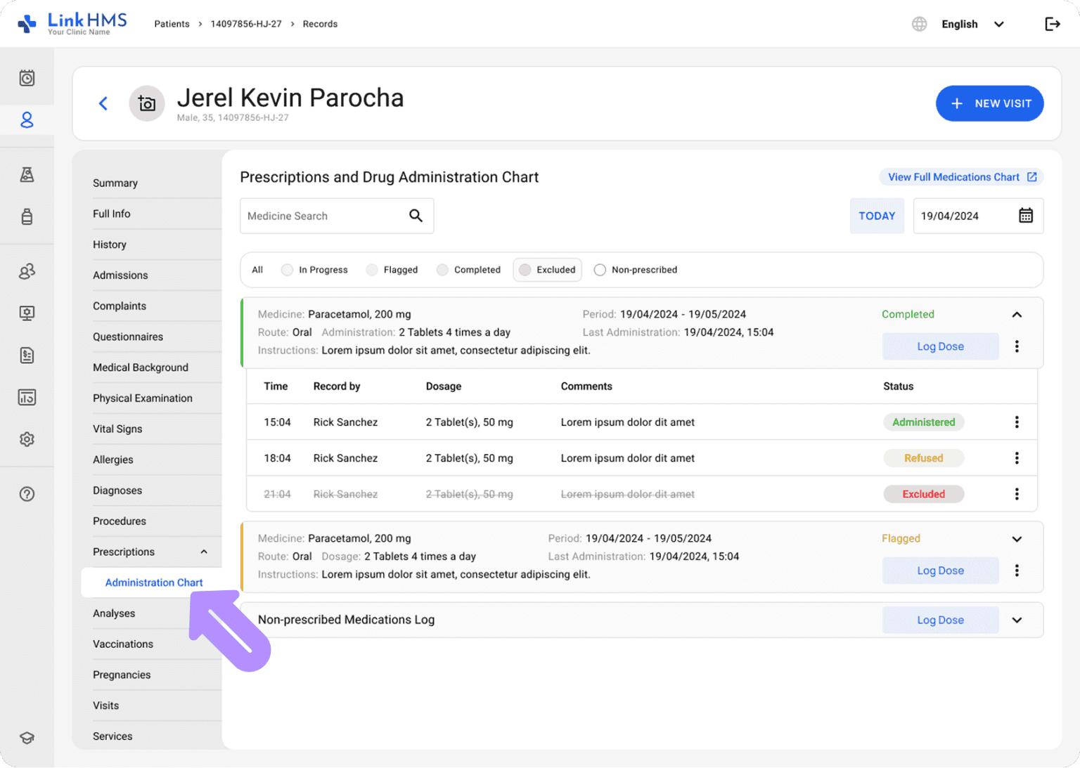 How to use the drug administration chart in LinkHMS? - linkhms.com